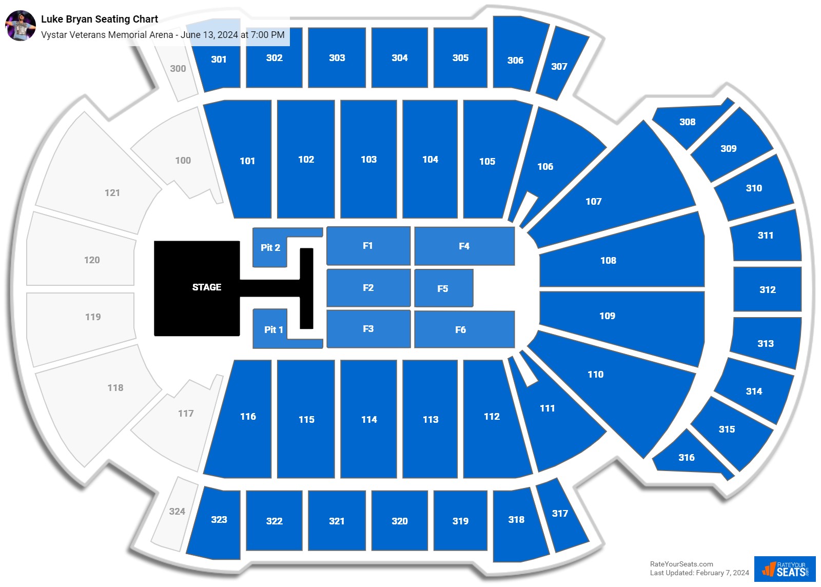 Vystar Veterans Memorial Arena Concert Seating Chart - RateYourSeats.com