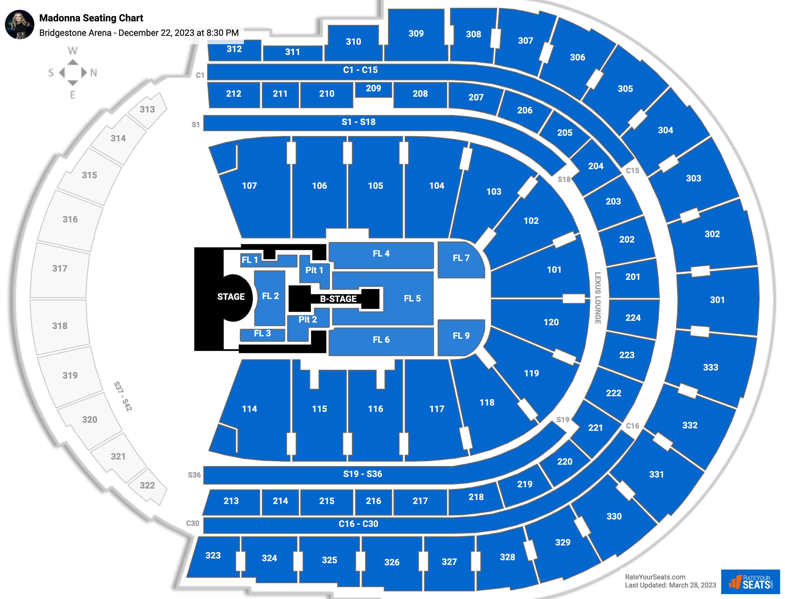 Bridgestone Arena Concert Seating Chart - RateYourSeats.com