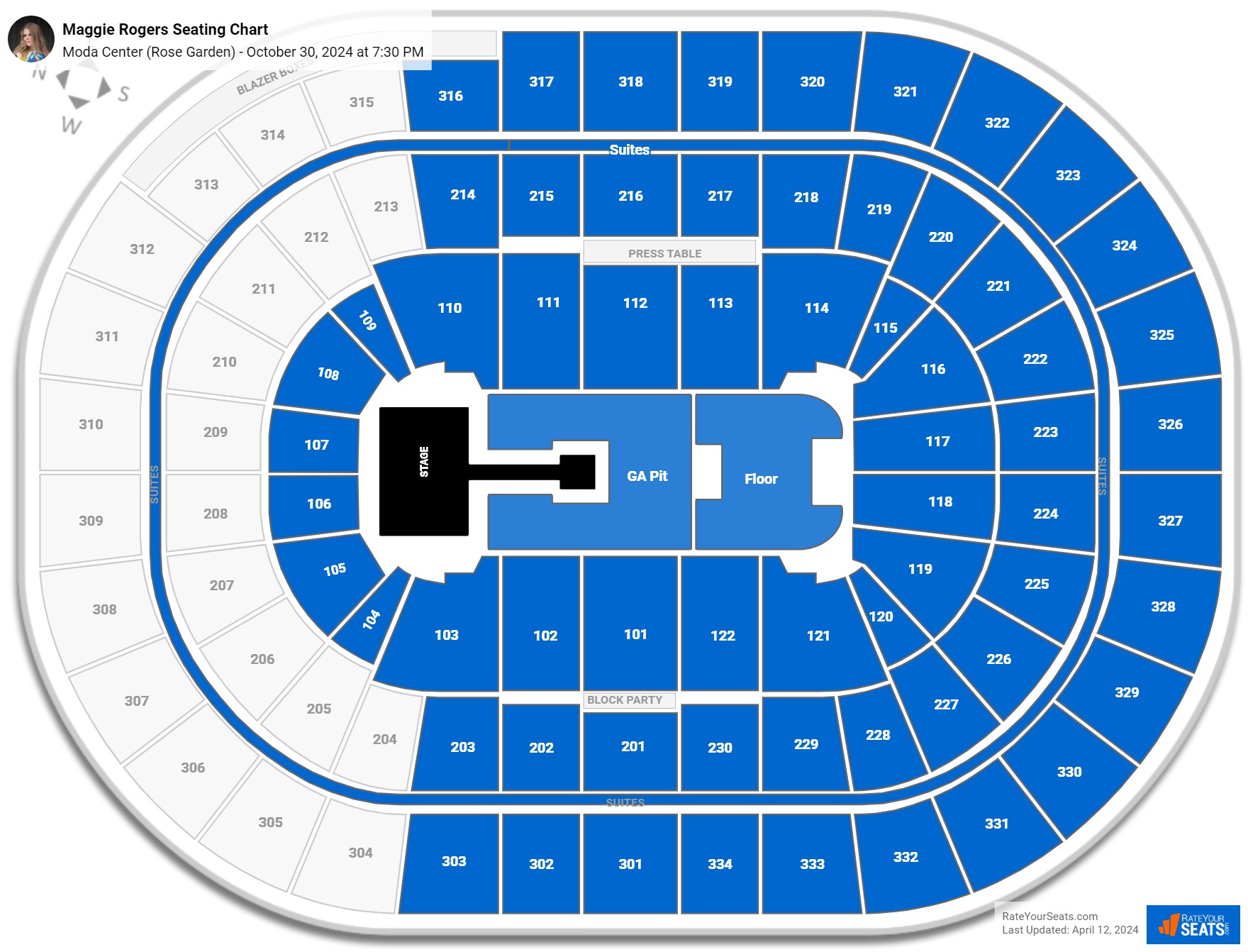 Moda Center Concert Seating Chart - RateYourSeats.com