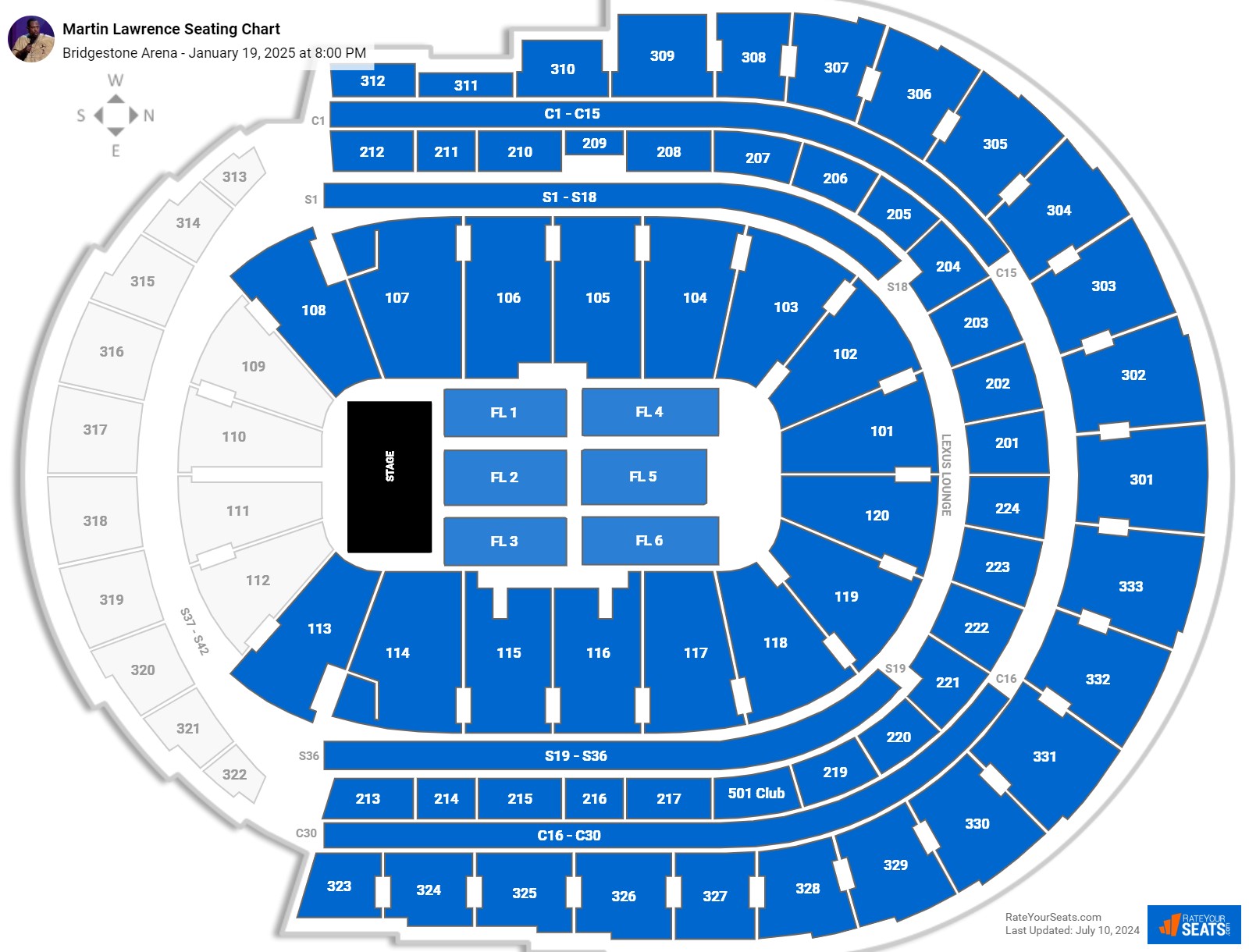 Bridgestone Arena Concert Seating Chart - RateYourSeats.com