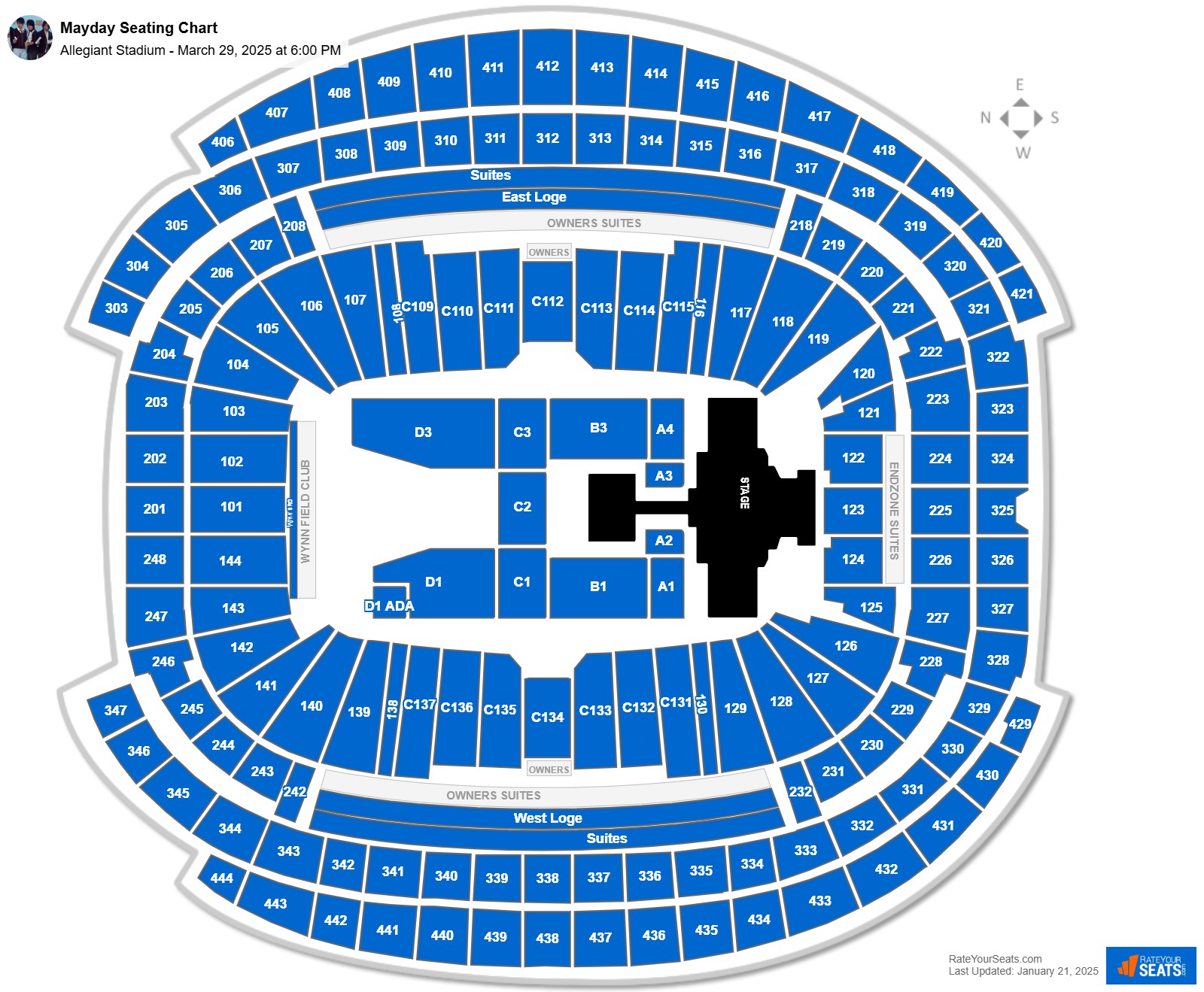 Allegiant Stadium Concert Seating Chart - RateYourSeats.com