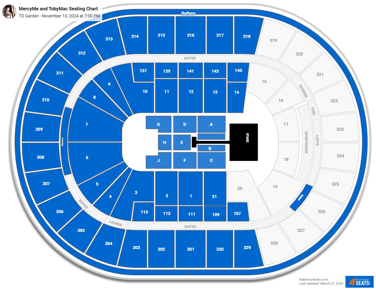 TD Garden Concert Seating Chart - RateYourSeats.com