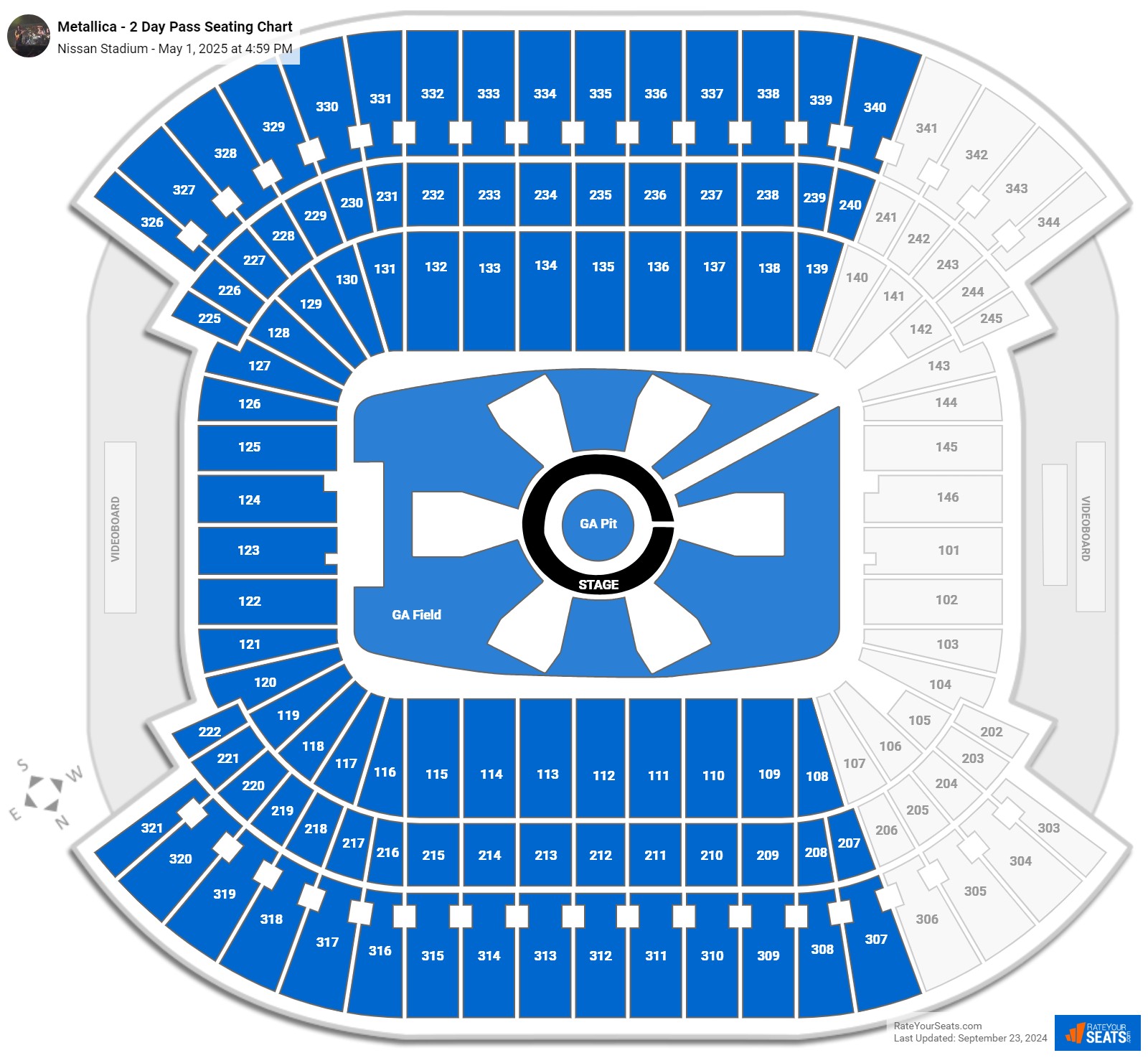 Nissan Stadium Concert Seating Chart - RateYourSeats.com