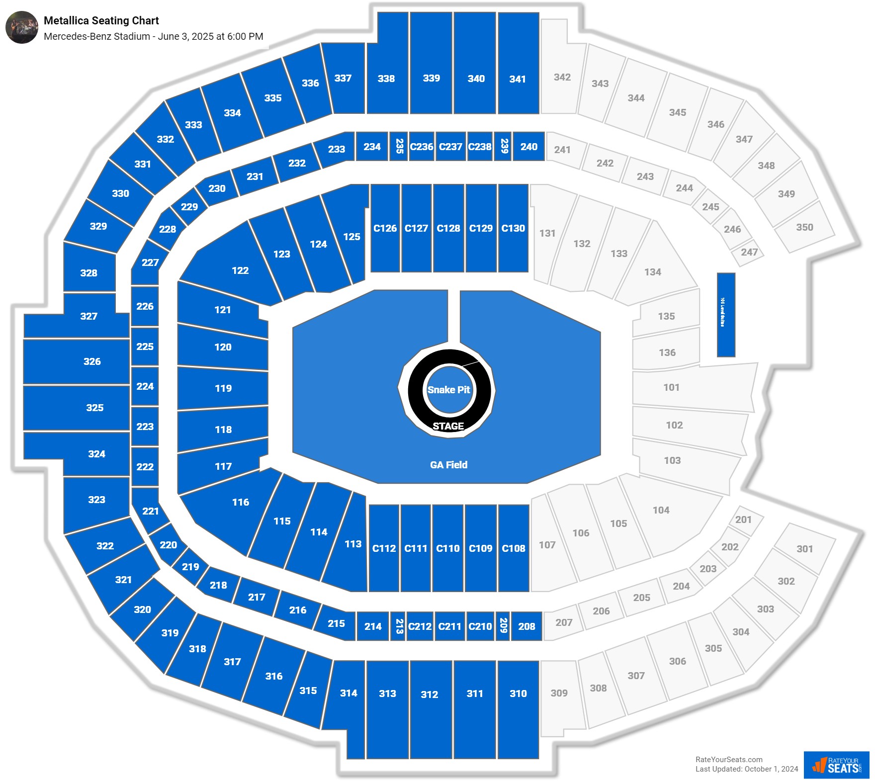 Mercedes-Benz Stadium Concert Seating Chart - RateYourSeats.com