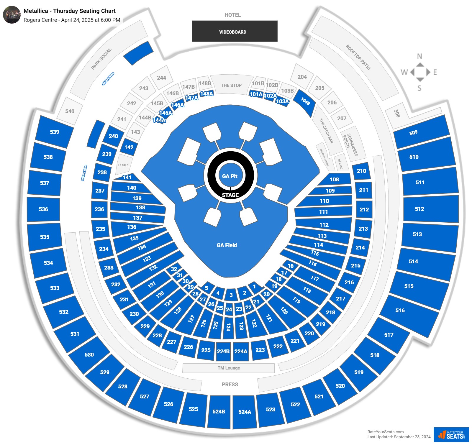 Rogers Centre Concert Seating Chart - RateYourSeats.com