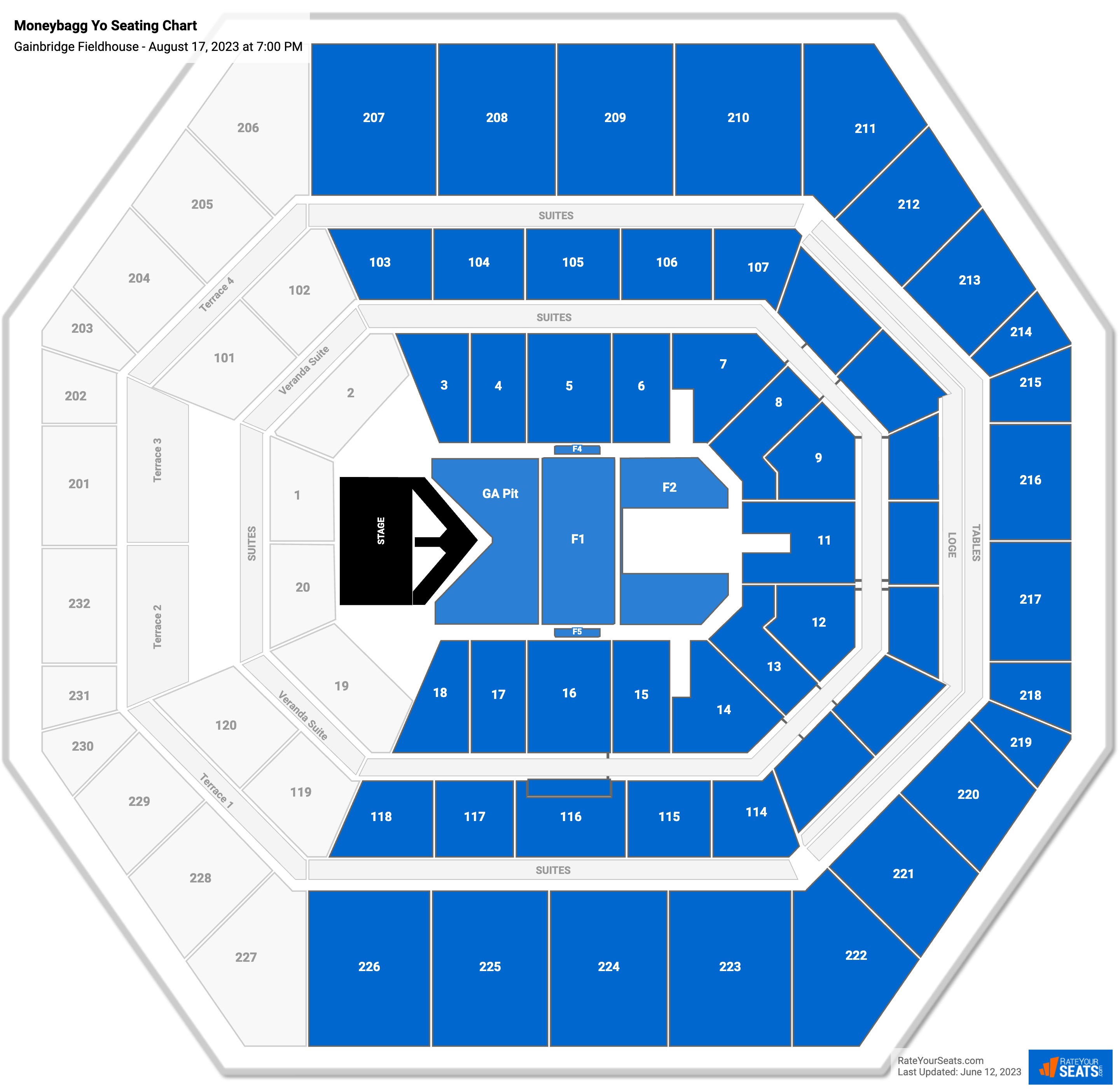 Gainbridge Fieldhouse Concert Seating Chart - RateYourSeats.com