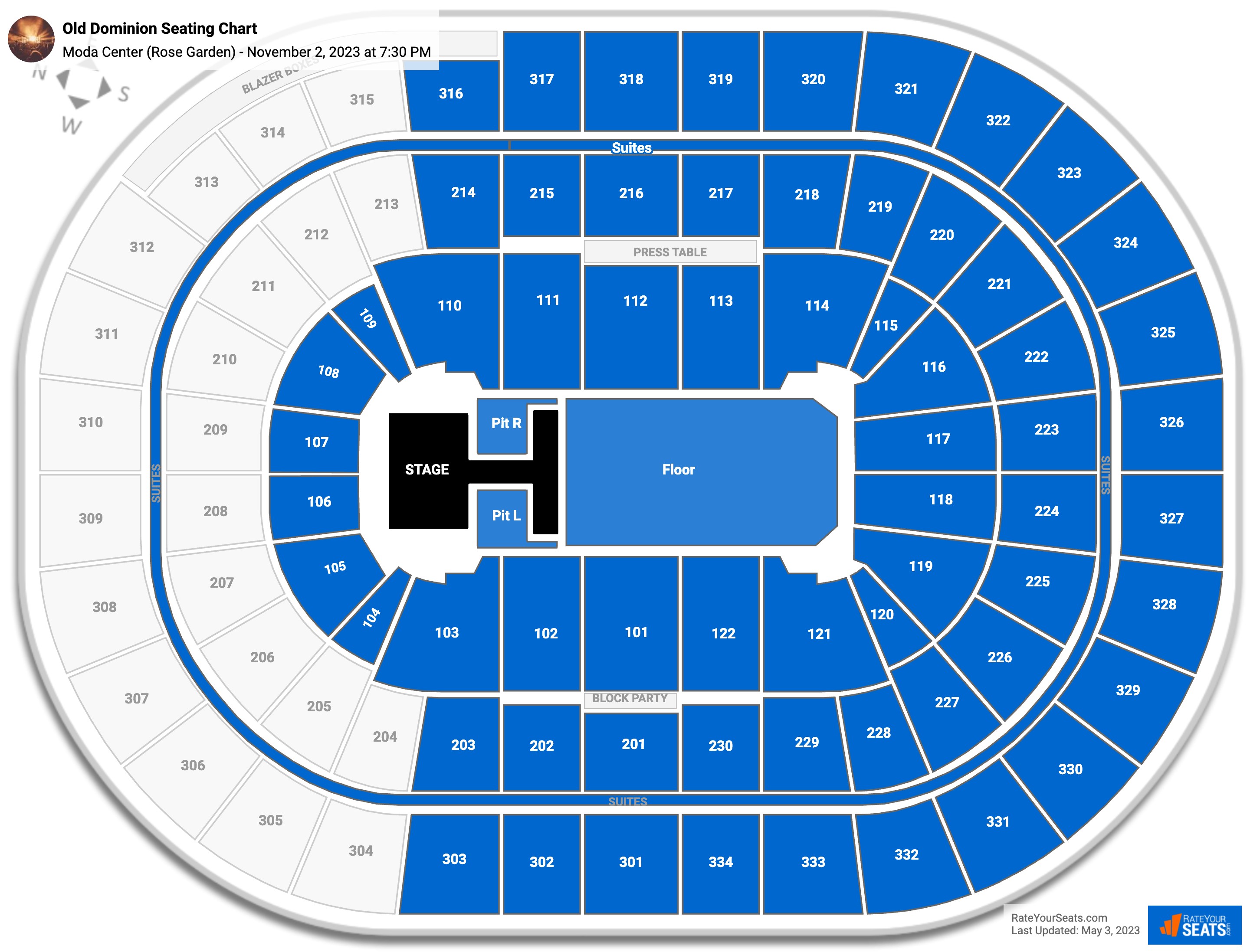 Moda Center Concert Seating Chart - RateYourSeats.com