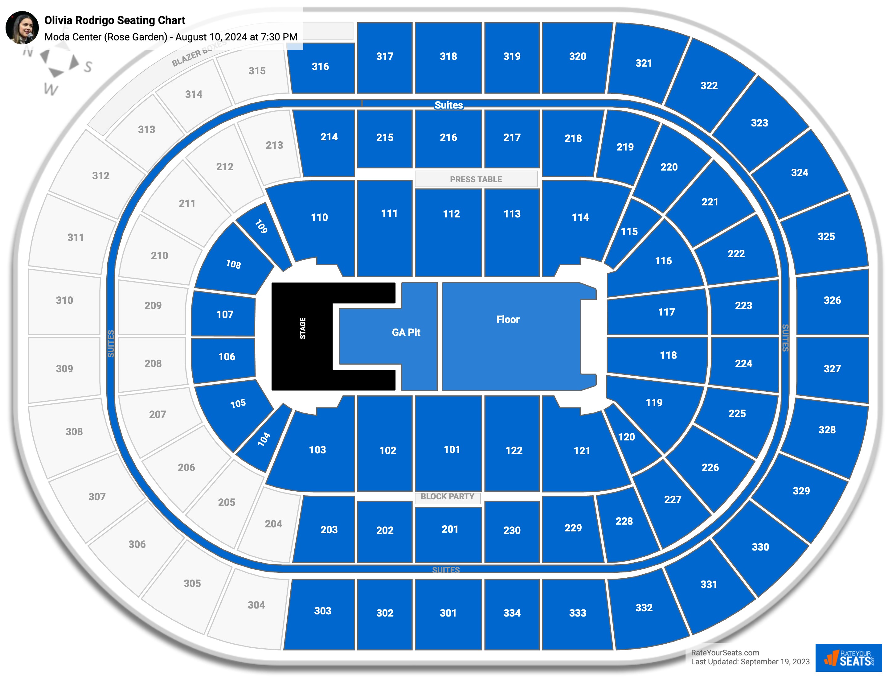 Moda Center Concert Seating Chart - RateYourSeats.com