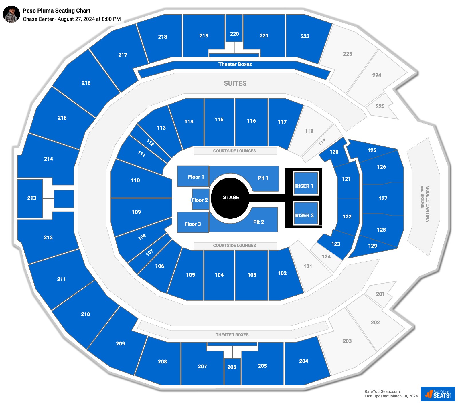 Chase Center Concert Seating Chart - RateYourSeats.com