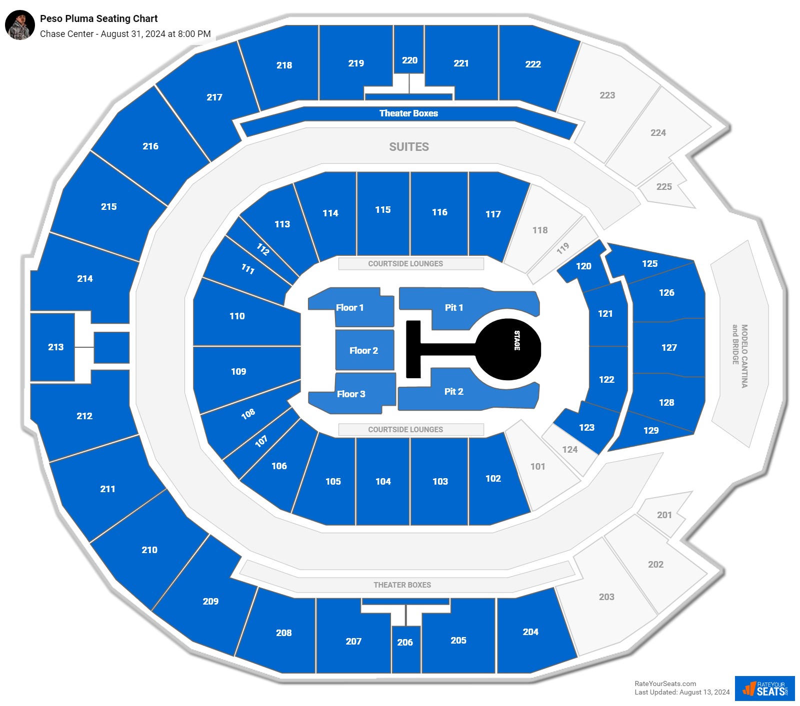 Chase Center Concert Seating Chart - RateYourSeats.com