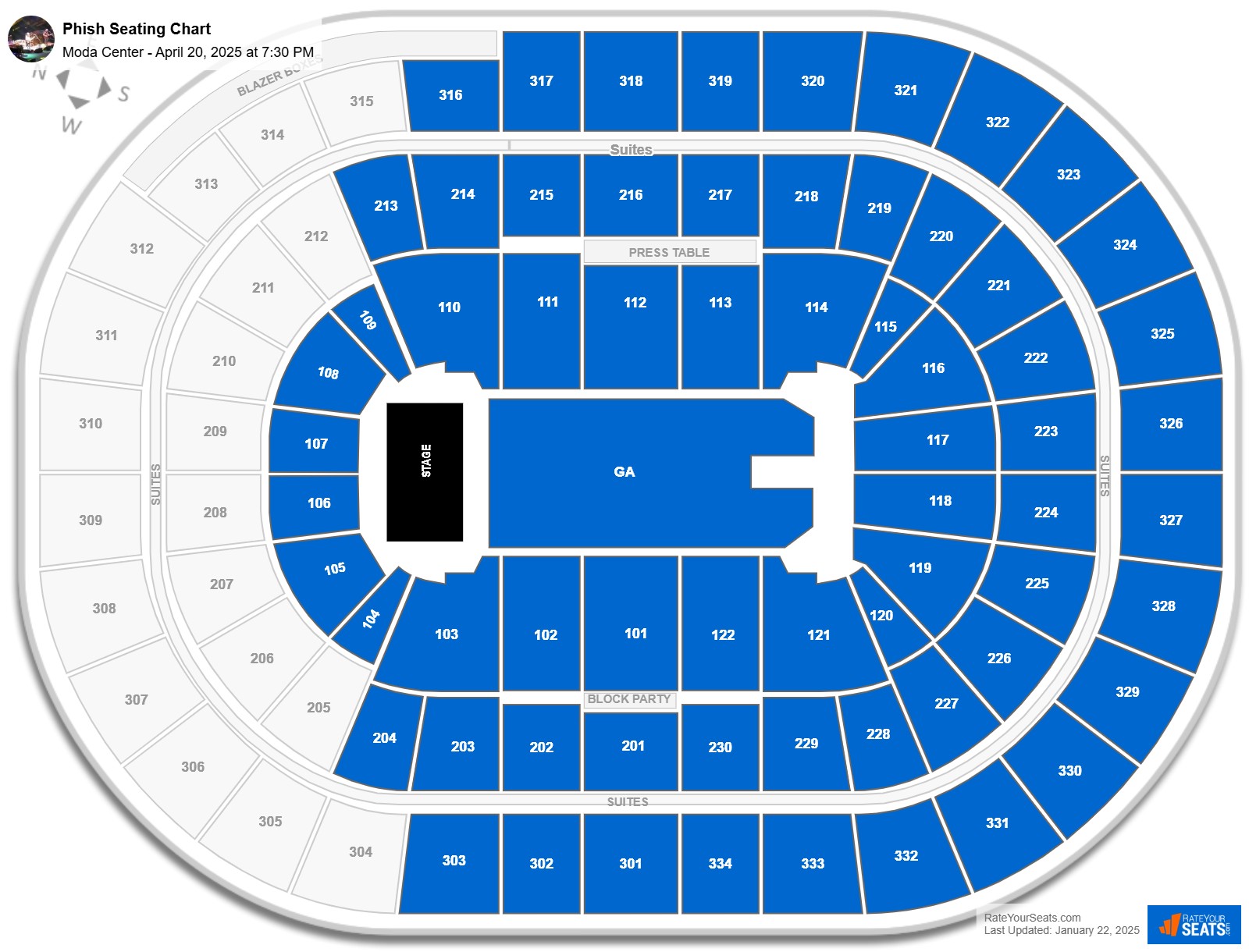 Moda Center Concert Seating Chart - RateYourSeats.com