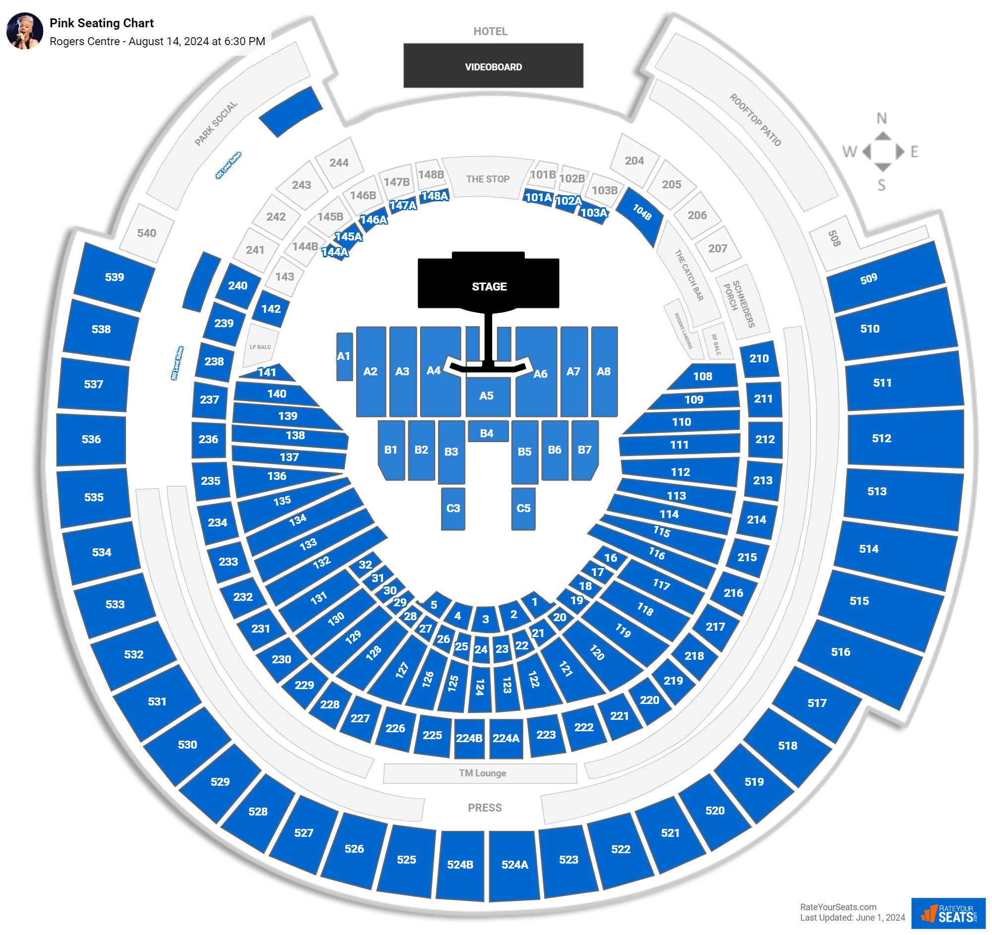 Rogers Centre Concert Seating Chart - RateYourSeats.com