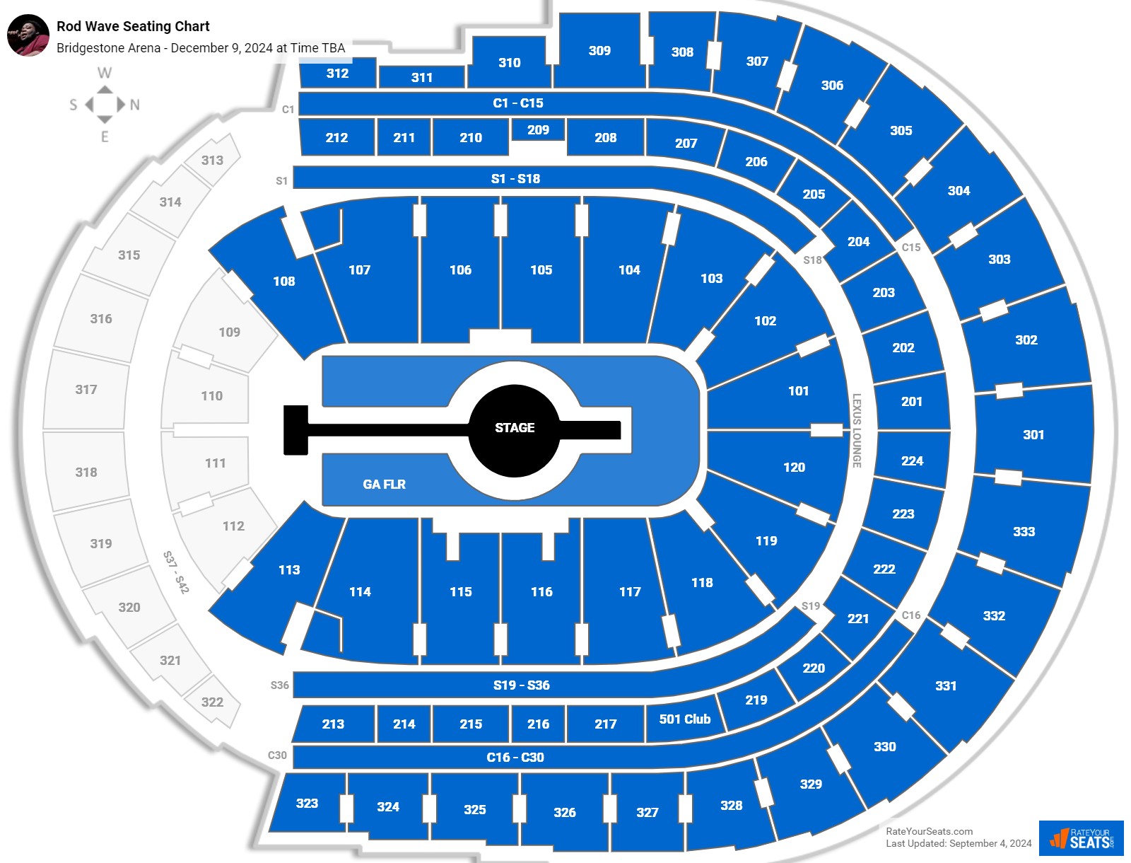Bridgestone Arena Concert Seating Chart - RateYourSeats.com