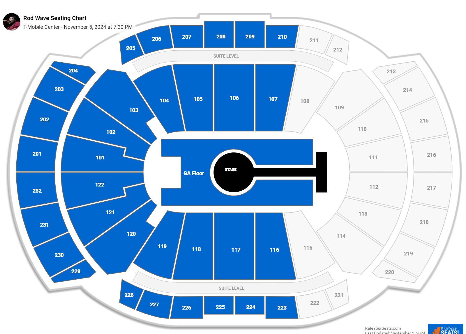 T-Mobile Center Concert Seating Chart - RateYourSeats.com
