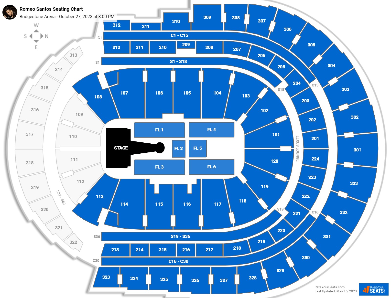 Bridgestone Arena Concert Seating Chart - RateYourSeats.com
