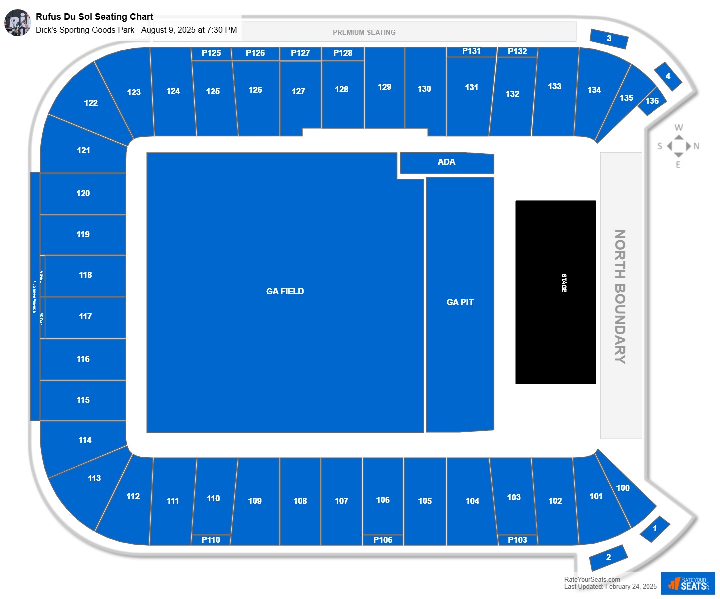 Dick's Sporting Goods Park Concert Seating Chart - RateYourSeats.com