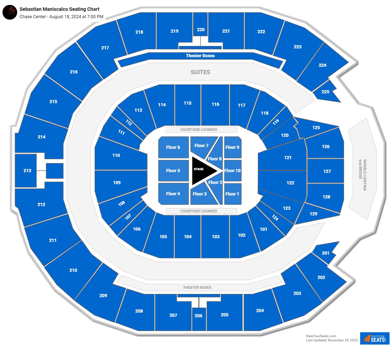Chase Center Concert Seating Chart - RateYourSeats.com