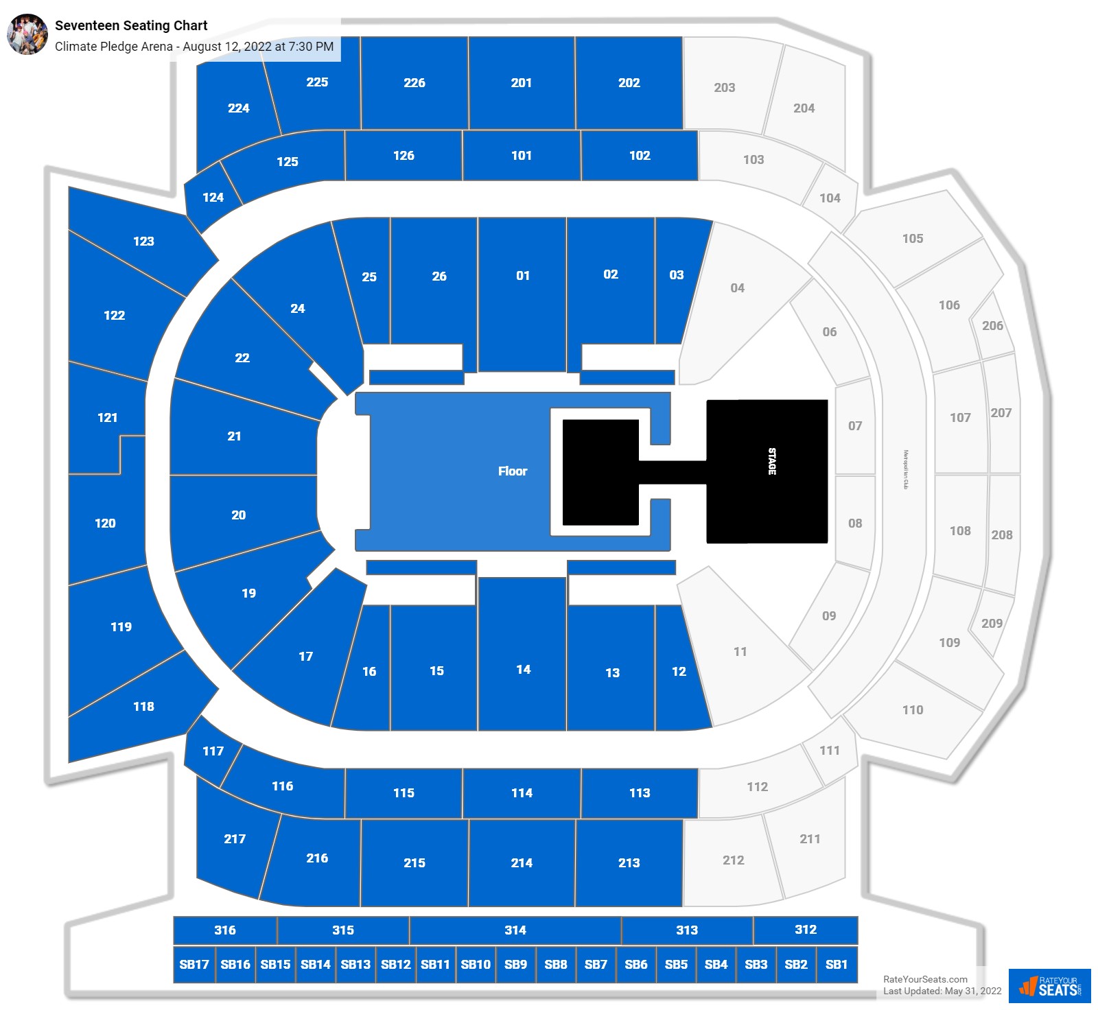 Climate Pledge Arena Concert Seating Chart - RateYourSeats.com