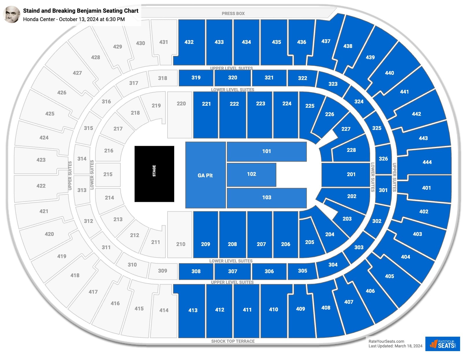 Honda Center Concert Seating Chart - RateYourSeats.com