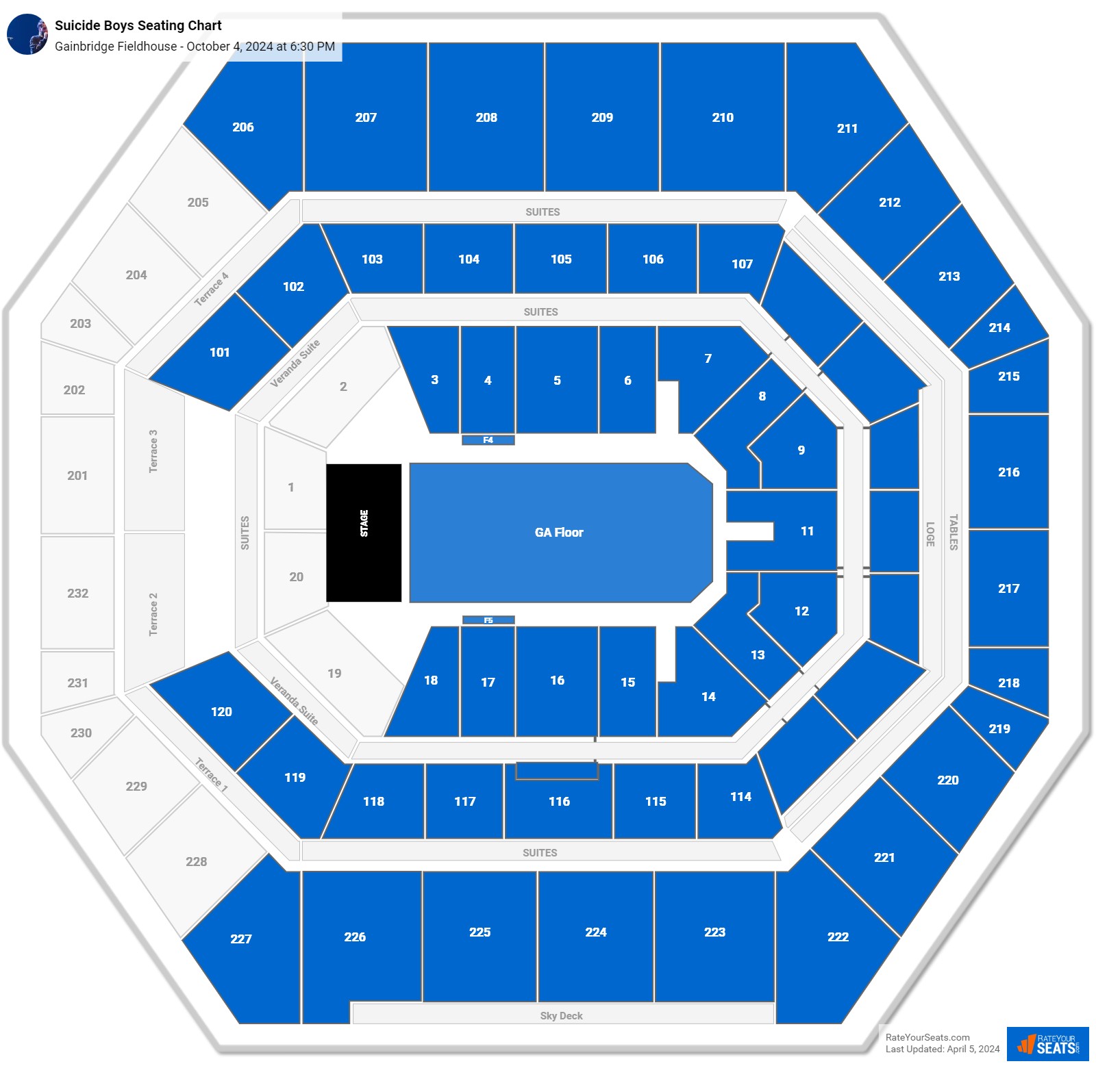 Gainbridge Fieldhouse Concert Seating Chart - RateYourSeats.com