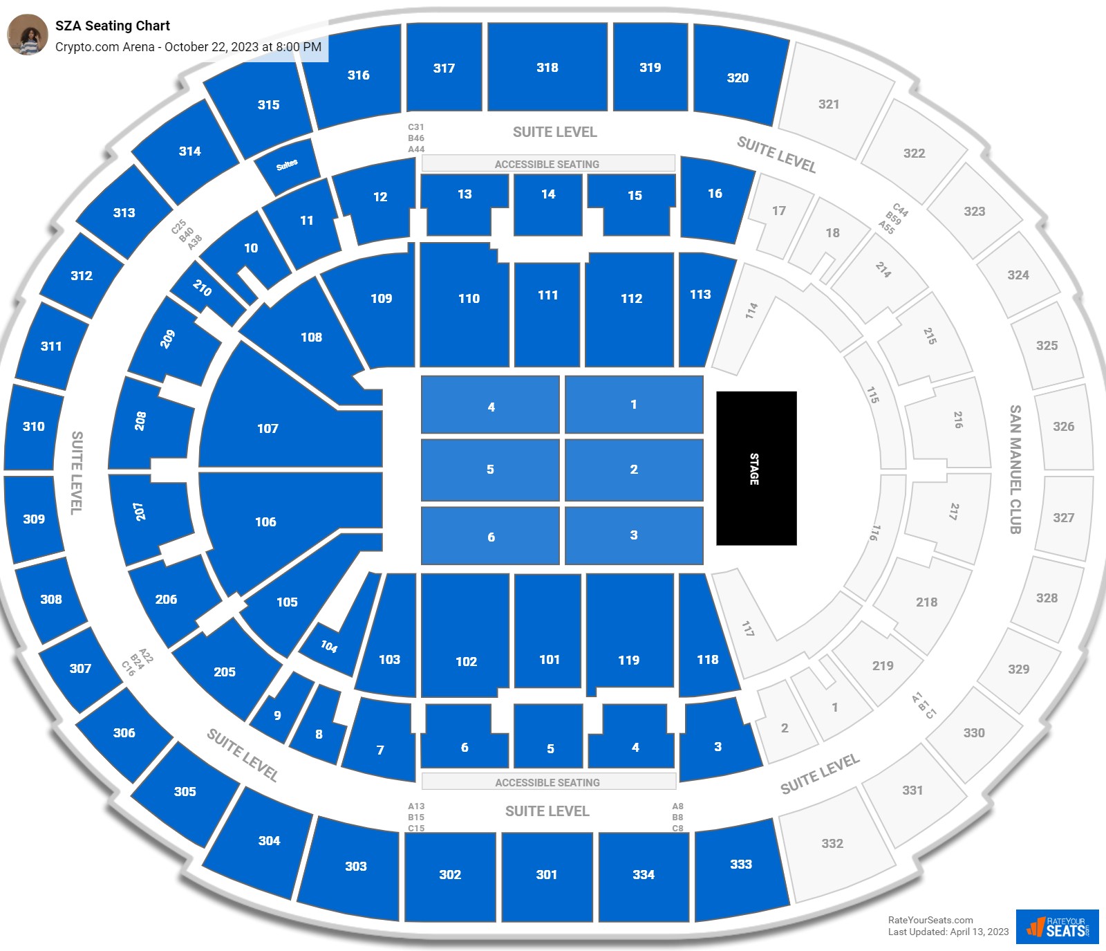 Crypto.com Arena Concert Seating Chart - RateYourSeats.com