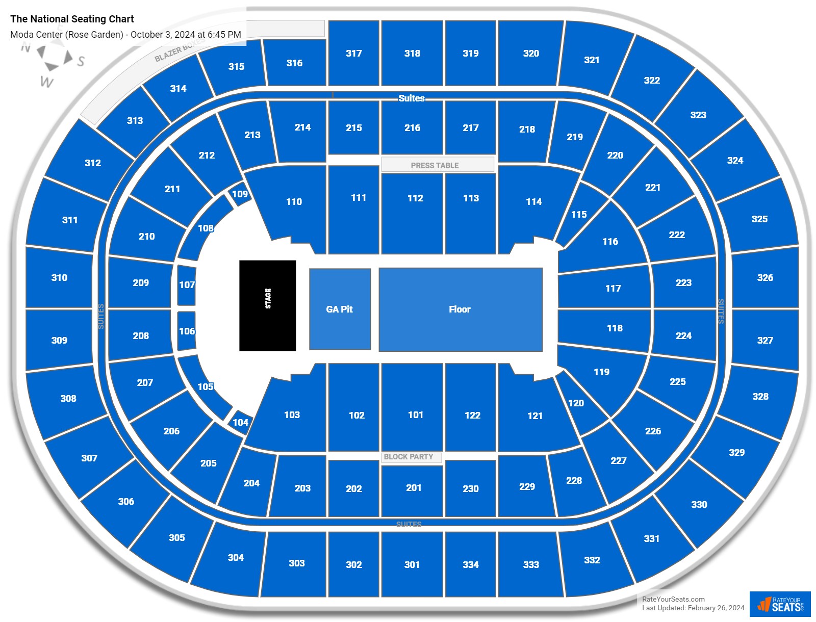 Moda Center Concert Seating Chart - RateYourSeats.com