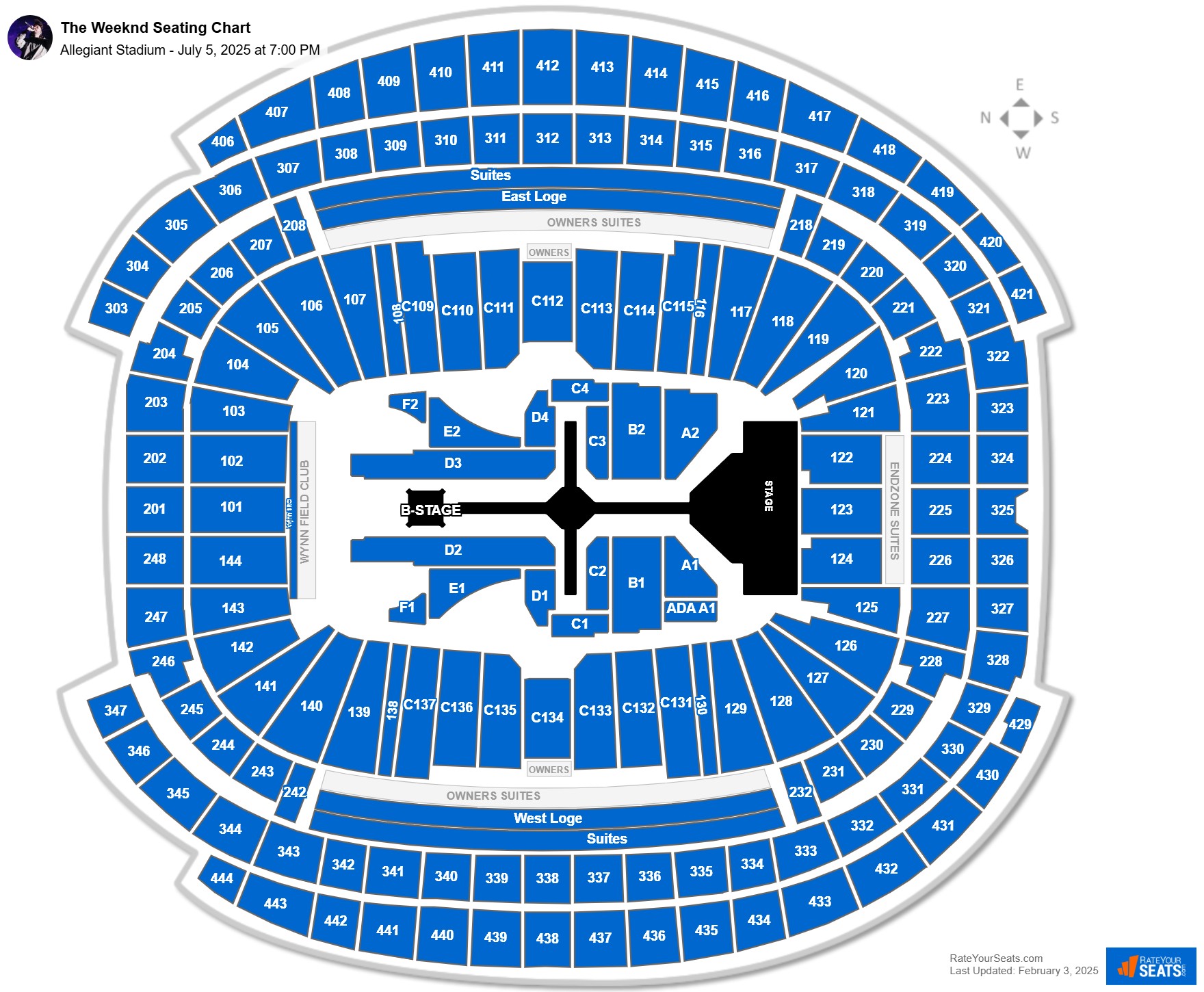 Allegiant Stadium Concert Seating Chart - RateYourSeats.com
