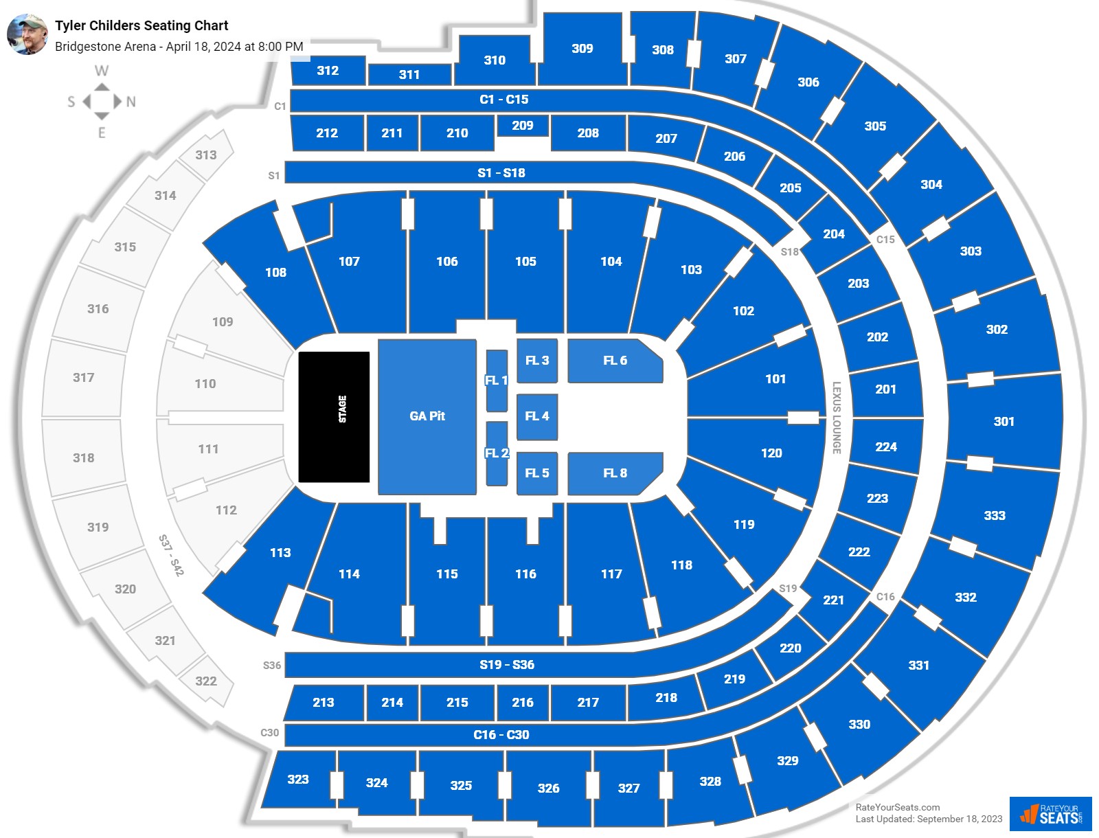 Bridgestone Arena Concert Seating Chart - RateYourSeats.com