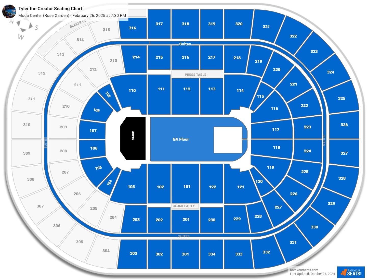 Moda Center Concert Seating Chart - RateYourSeats.com