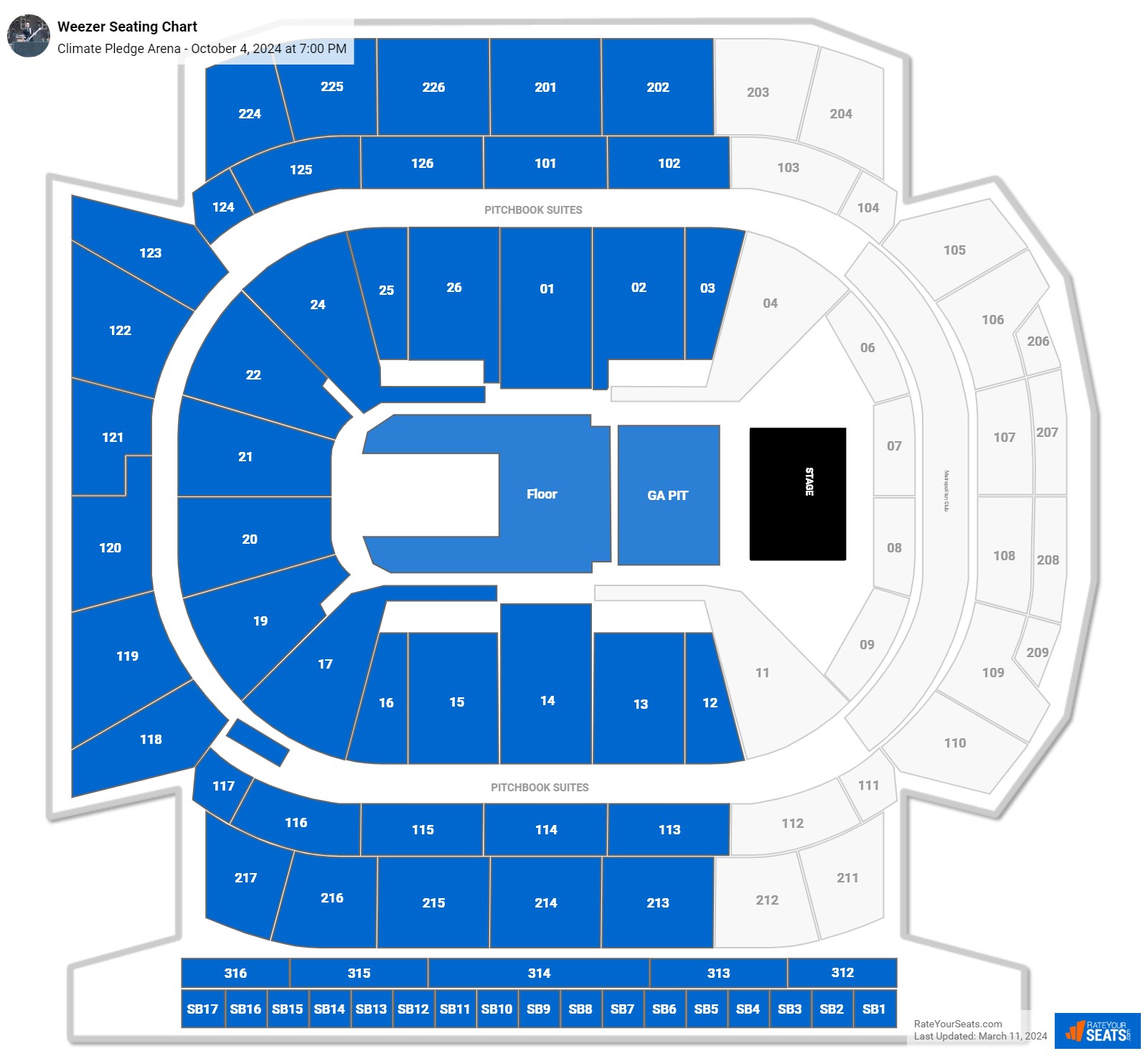 Climate Pledge Arena Concert Seating Chart - RateYourSeats.com