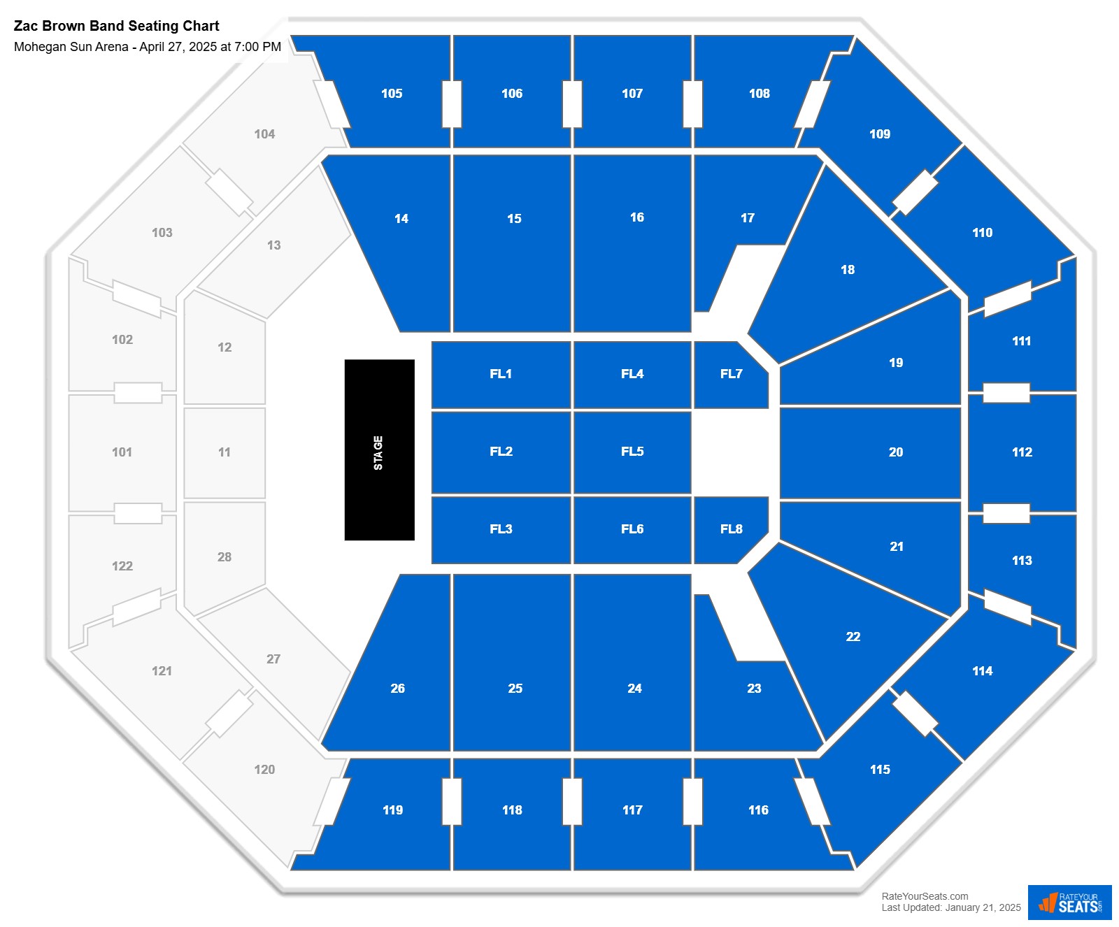 Mohegan Sun Arena Concert Seating Chart - RateYourSeats.com