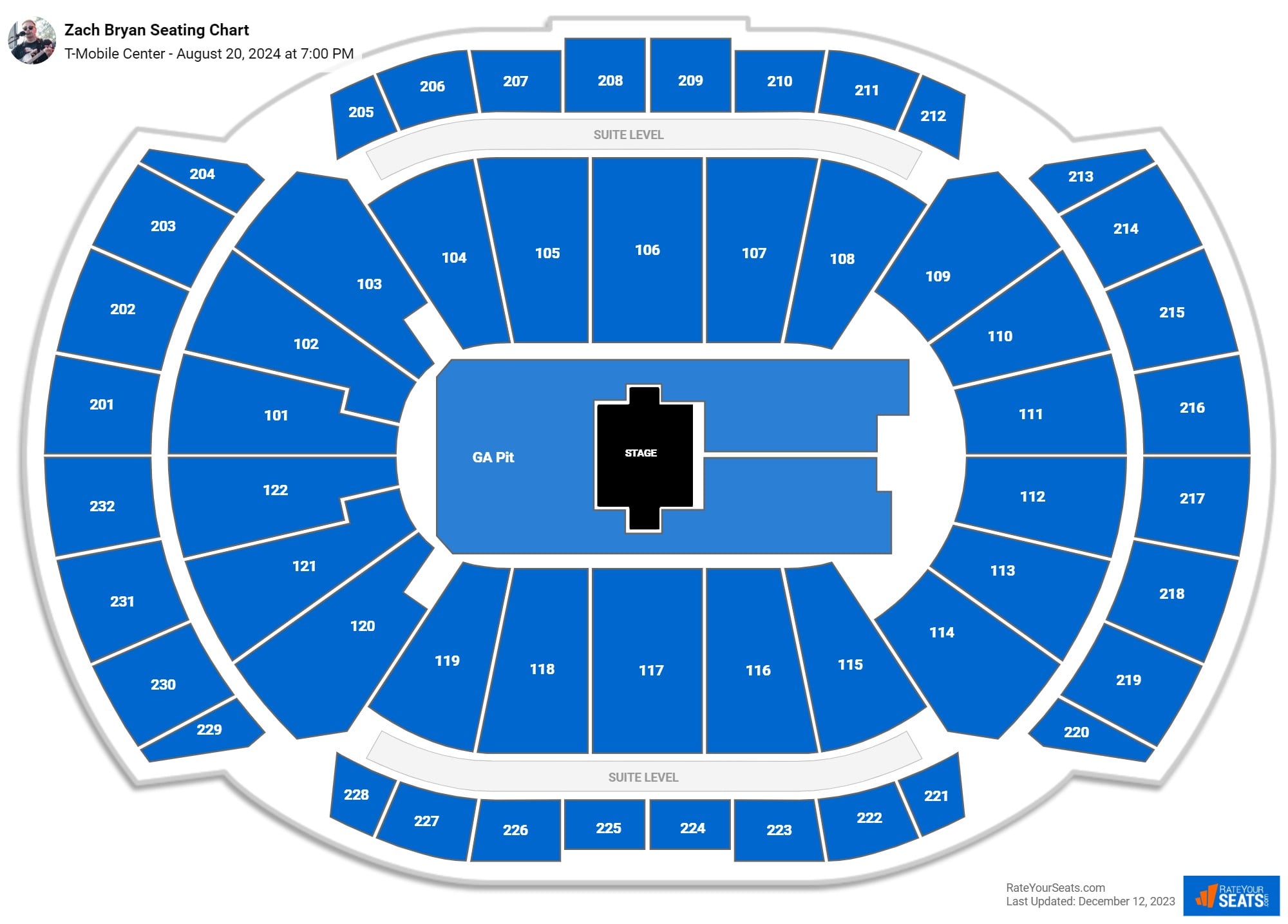 T-Mobile Center Concert Seating Chart - RateYourSeats.com